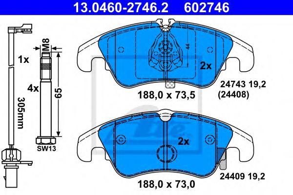 8K0698151H,AUDI 8K0698151H Brake Pad Set, disc brake for AUDI