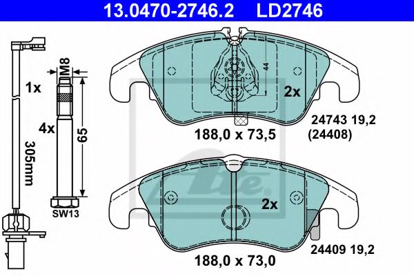 8K0698151H,AUDI 8K0698151H Brake Pad Set, disc brake for AUDI