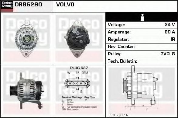 3803639,VOLVO 3803639 Alternator for VOLVO
