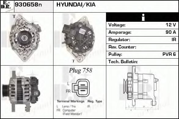 373002B101,HYUNDAI 373002B101 Alternator for HYUNDAI