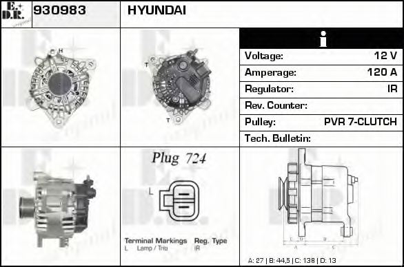 373003A002,HYUNDAI 37300-3A002 Alternator for HYUNDAI