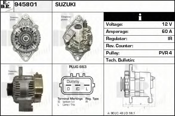3140066D01,SUZUK 31400-66D01 Alternator for SUZUK