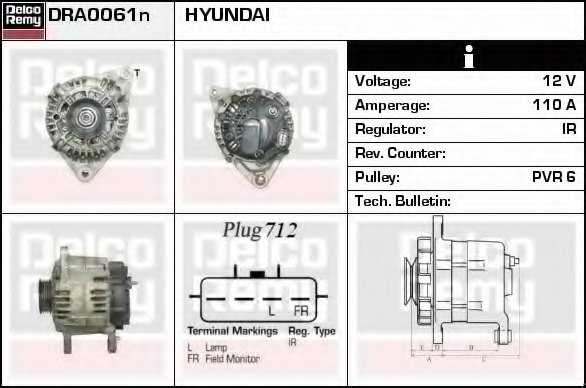 3730038400,HYUNDAI 3730038400 Alternator / Generator for HYUNDAI