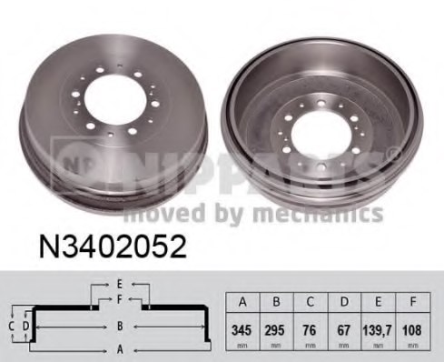 N3402052,NIPPARTS N3402052 Brake Drum for TOYOTA