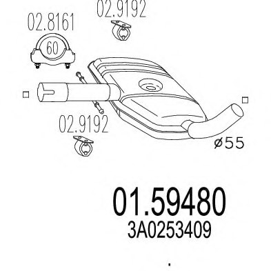3A0253409,VW 3A0253409 Middle Silencer for VW