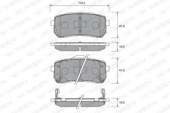 583024HA50,HYUNDAI 58302-4HA50 Brake Pad Set, disc brake for HYUNDAI