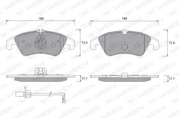 8K0698151H,AUDI 8K0698151H Brake Pad Set, disc brake for AUDI