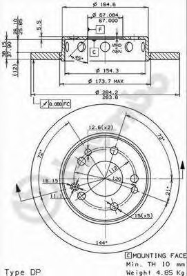 1244211312,MERCE 124 421 13 12 Brake Disc for MERCE