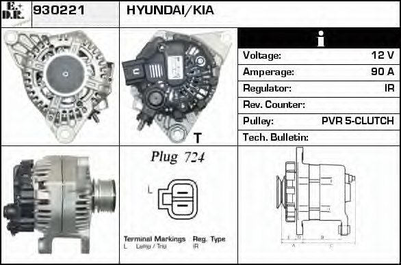 373002A010,HYUNDAI 37300-2A010 Alternator for HYUNDAI