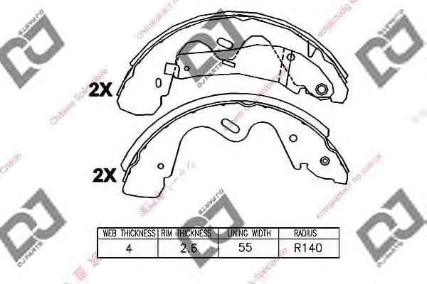 440600X825,NISSA 44060-0X825 Brake Shoe Set for NISSA