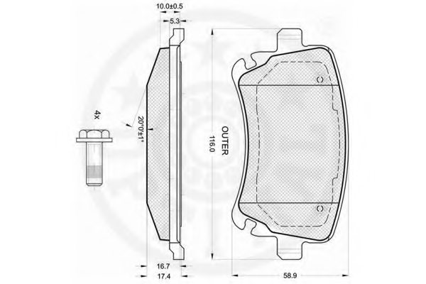 4F0698451C,VAG 4F0 698 451 C Brake Pad Set, disc brake for VAG