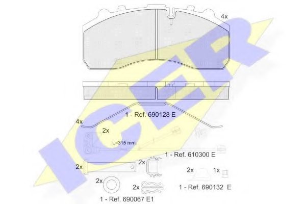 1906439,IVECO 1906439 Brake Pad Set, disc brake for IVECO