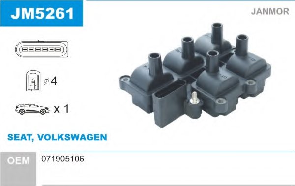 071905106,VW 071 905 106 Ignition Coil for VW