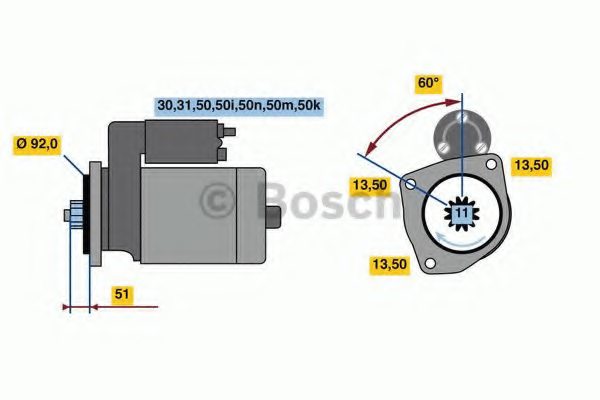 0001340503,BOSCH 0 001 340 503 Starter