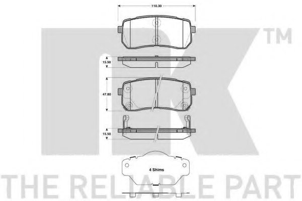 583024HA50,HYUNDAI 58302-4HA50 Brake Pad Set, disc brake for HYUNDAI