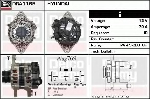 3730003500,HYUNDAI 37300-03500 Alternator for HYUNDAI