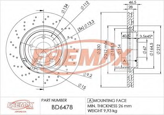 2034211312,MERCE 203 421 13 12 Brake Disc for MERCE