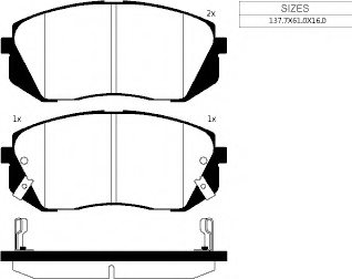 581012SA70,KIA 58101-2SA70 Brake Pad Set, disc brake for KIA