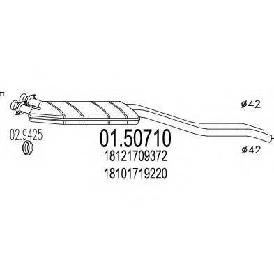 18121709372,BMW 18121709372 Middle Silencer for BMW