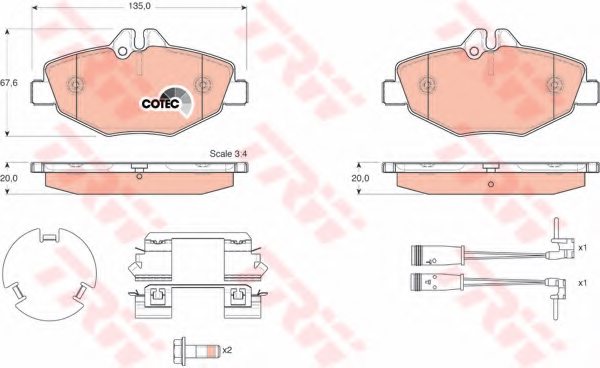 0034209920,MERCE 003 420 99 20 Brake Pad Set, disc brake for MERCE