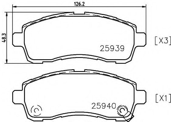 D6Y13328Z,MAZDA D6Y1-33-28Z Brake Pad Set, disc brake for MAZDA